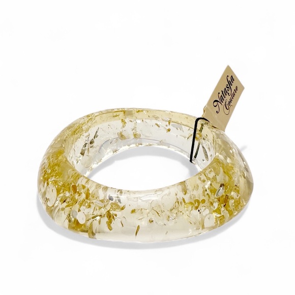 Natasha Couture | Jewelry | Natasha Clear Resin Lucite Gold Flecks ...